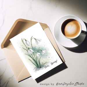 Snowdrop Flowers Card - Personalized Spring Floral Notecard - Easter ...