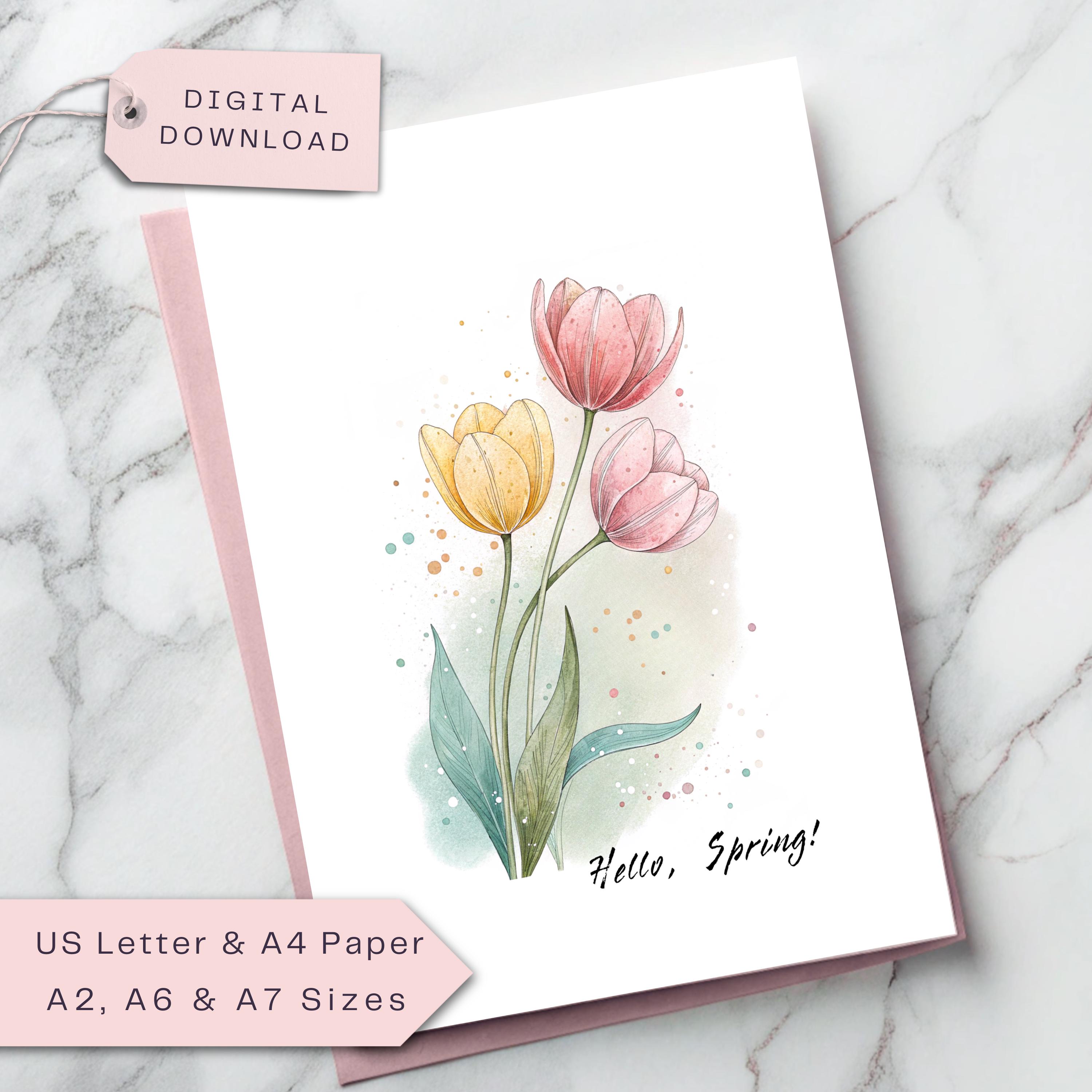 Tulip Flowers Card - Personalized Spring Flowers Notecard - Easter ...