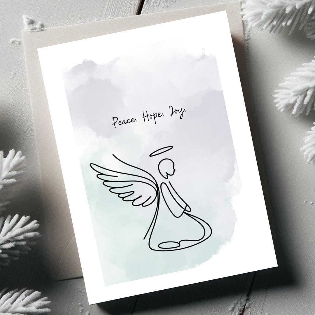 Christian Card, Religious Notecard, Minimalist Faith-based Card, Angel ...