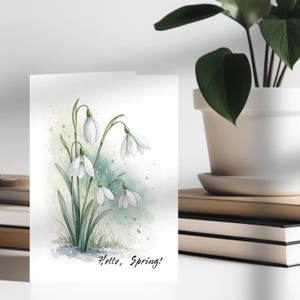 Snowdrop Flowers Card - Personalized Spring Floral Notecard - Easter ...
