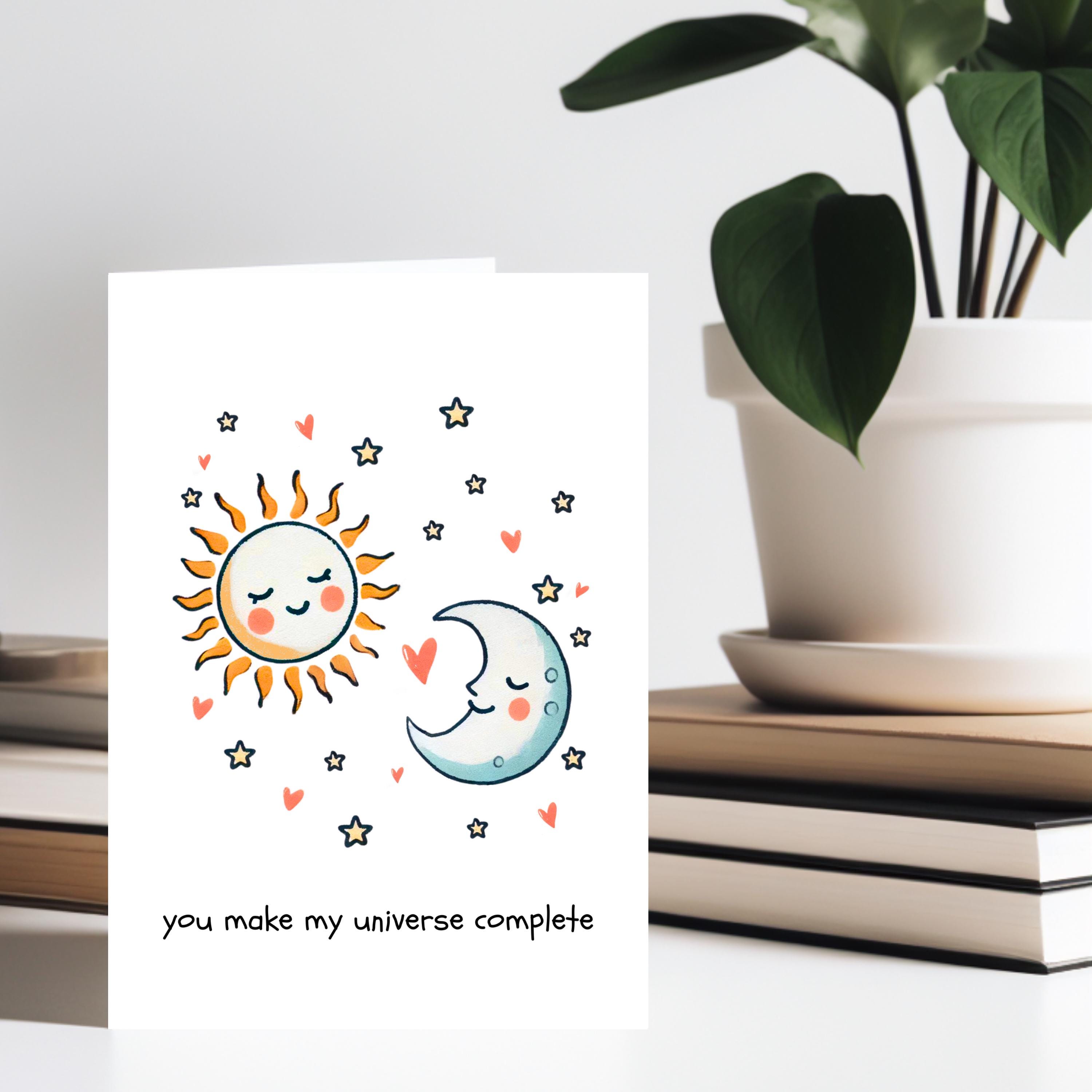 Love Card, Sun & Moon Notecard for Girlfriend, Boyfriend, Wife, Husband ...