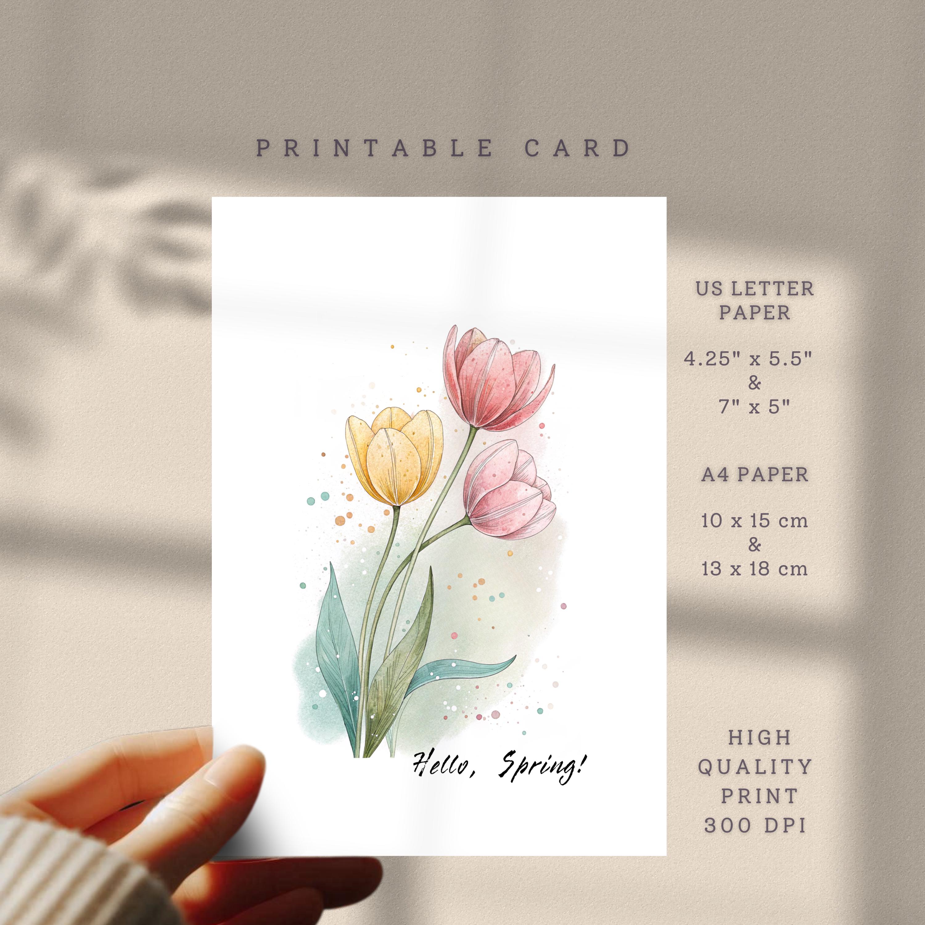 Tulip Flowers Card - Personalized Spring Flowers Notecard - Easter ...