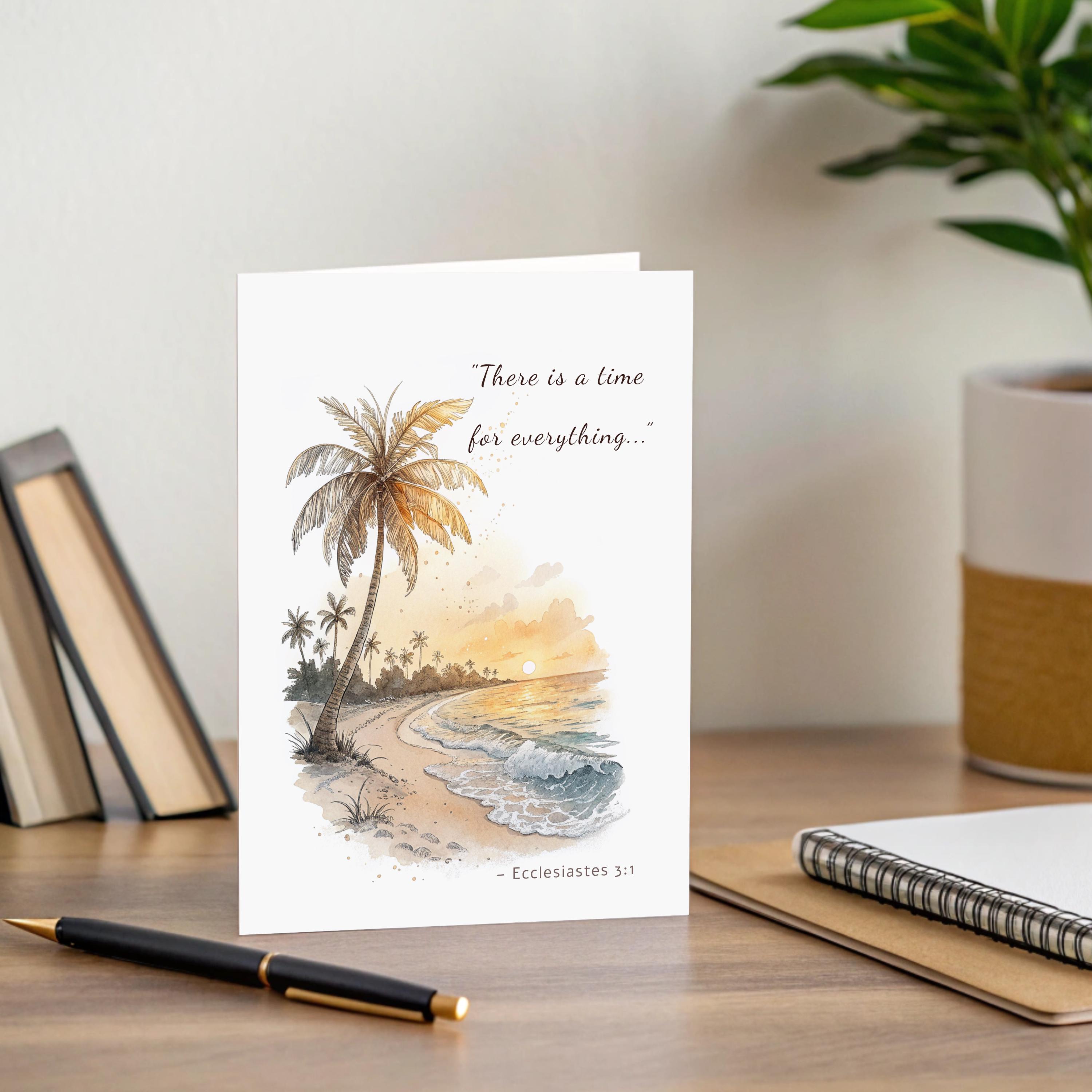 Christian Retirement Card: Bible Verse Beach Sunset (5x7 Inch ...