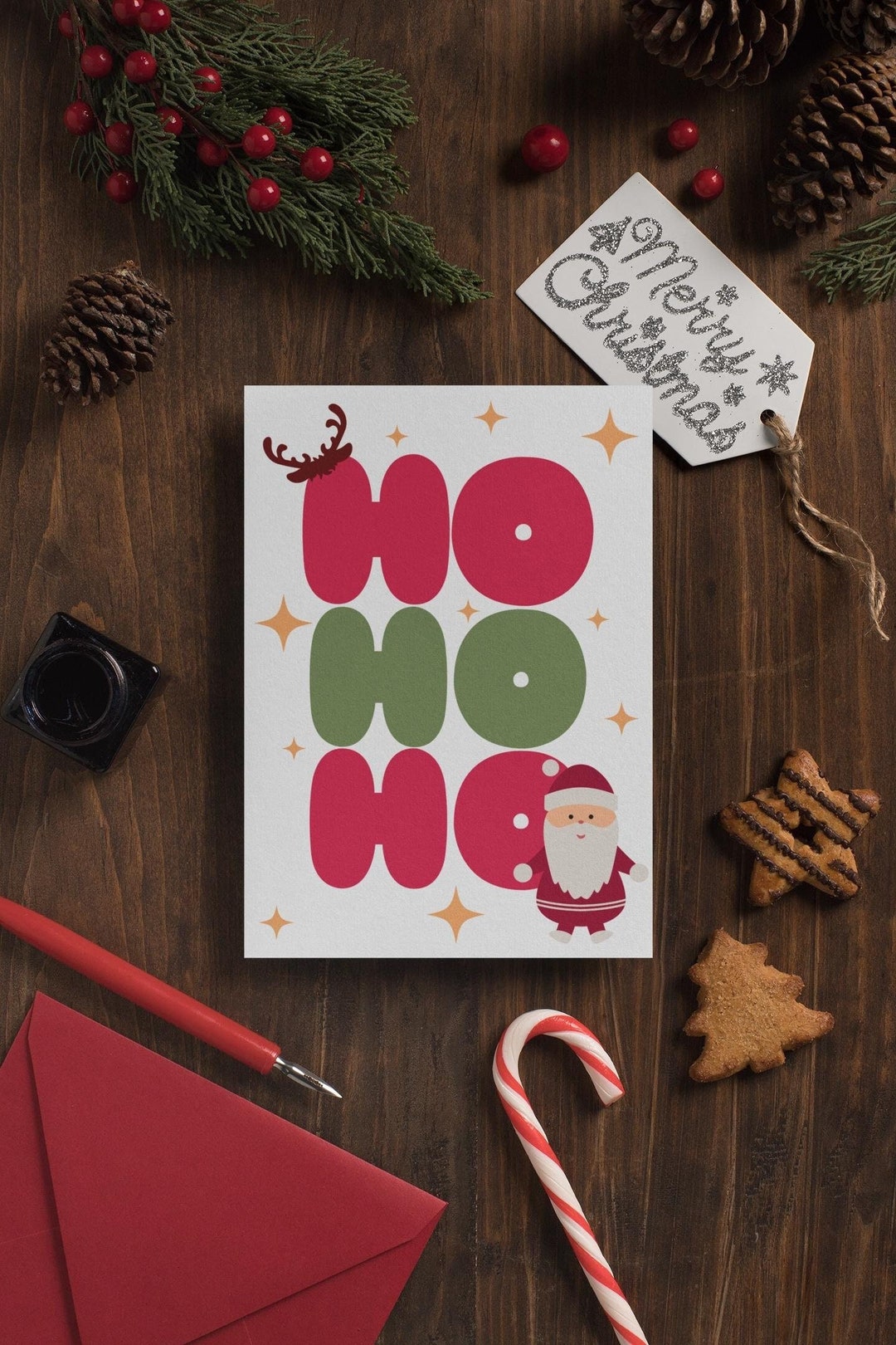 Santa Claus Christmas Card Printable Christmas Card, Happy Holidays ...