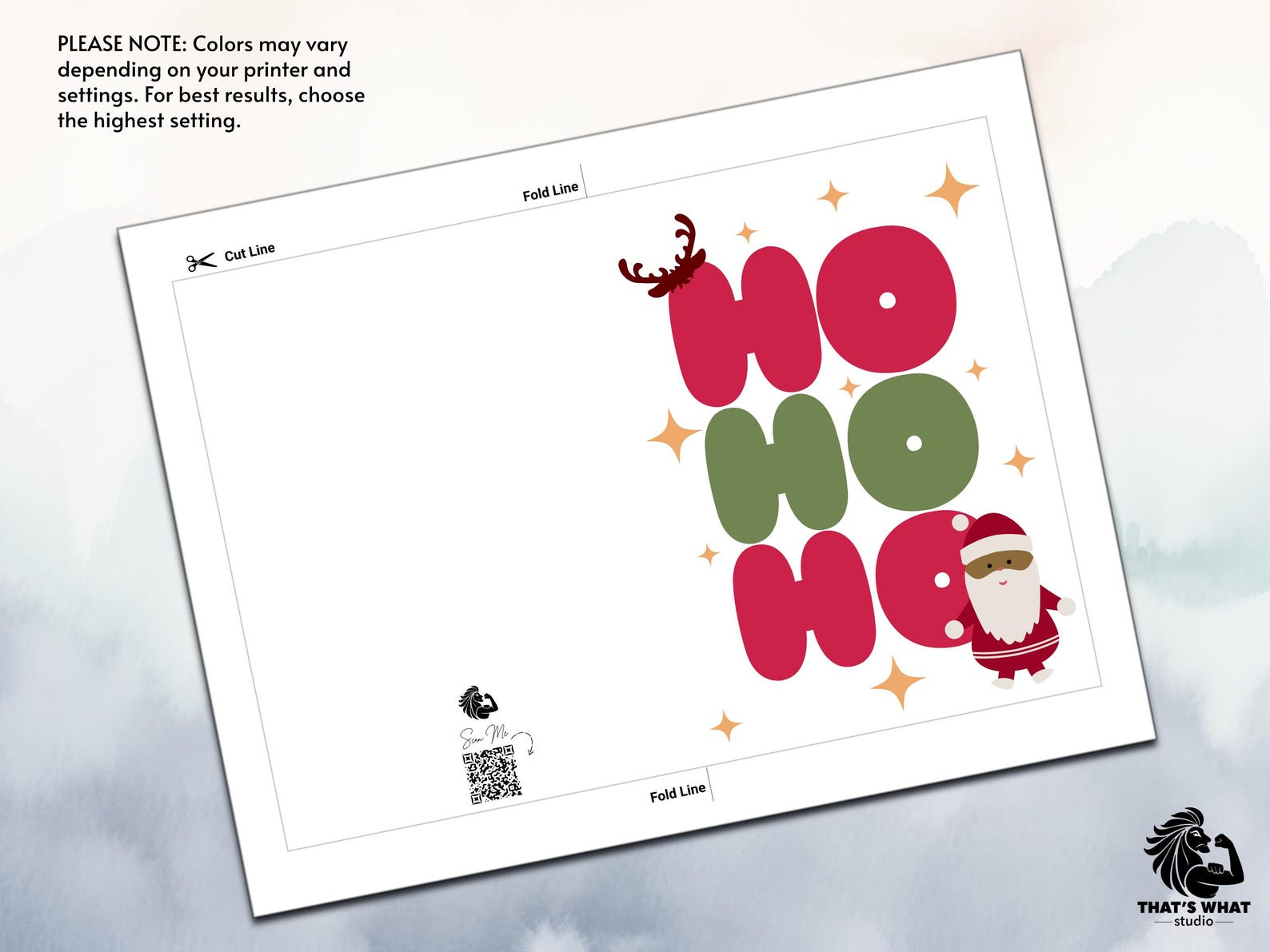 African American Santa Christmas Card: Printable Holiday Greetings (PDF ...