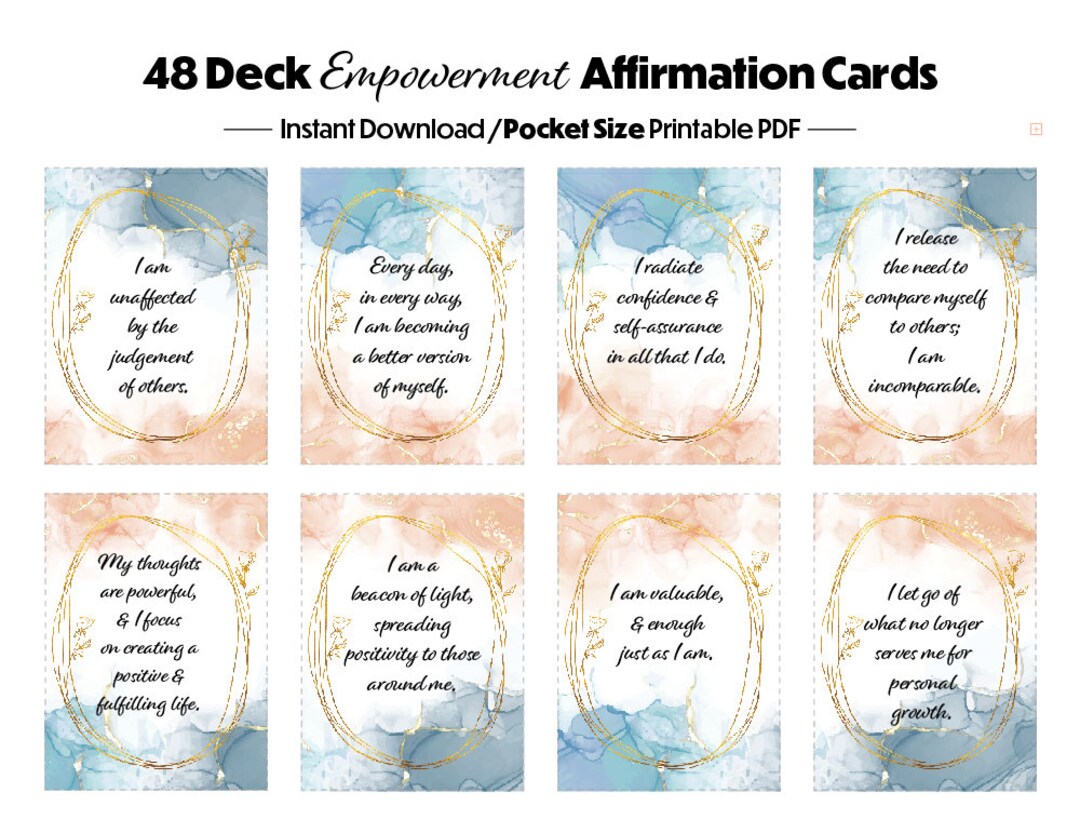 48 Empowerment Affirmation Cards, Printable Affirmation, Manifestation ...