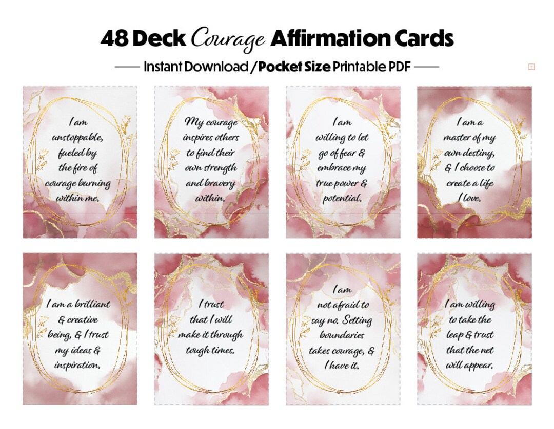 48 Courage Affirmation Cards, Printable Affirmation, Manifestation, Law ...
