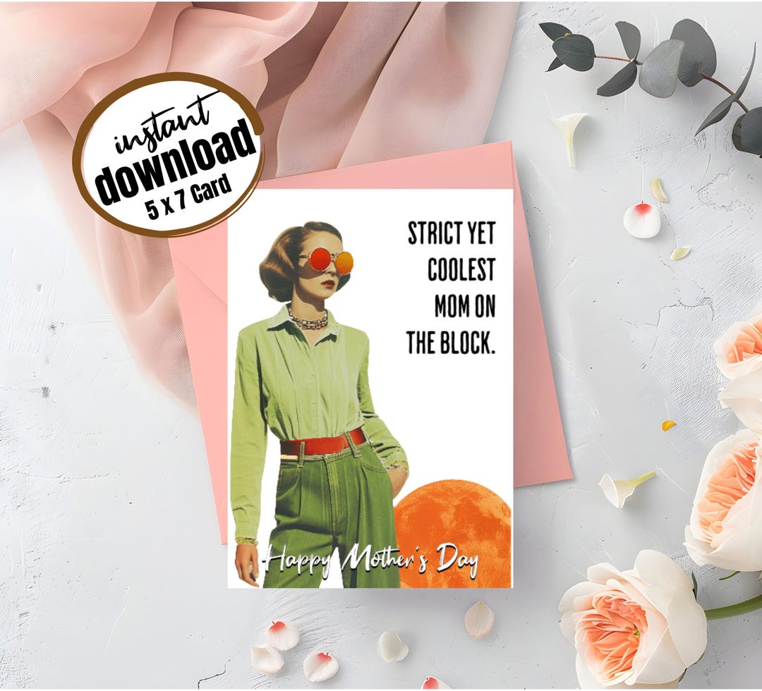 Retro Mother's Day Printable Card, Downloadable Blank Card for Mom ...