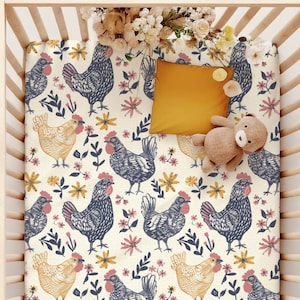 Baby Girl Nursery Bedding, Chicken Crib Sheet, Farm Girl Nursery ...
