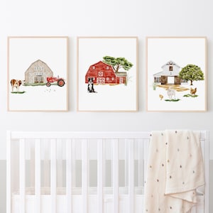 Farm Nursery Wall Decor, Farm Animal Bedroom Art, Set of 3 Prints, Kids ...