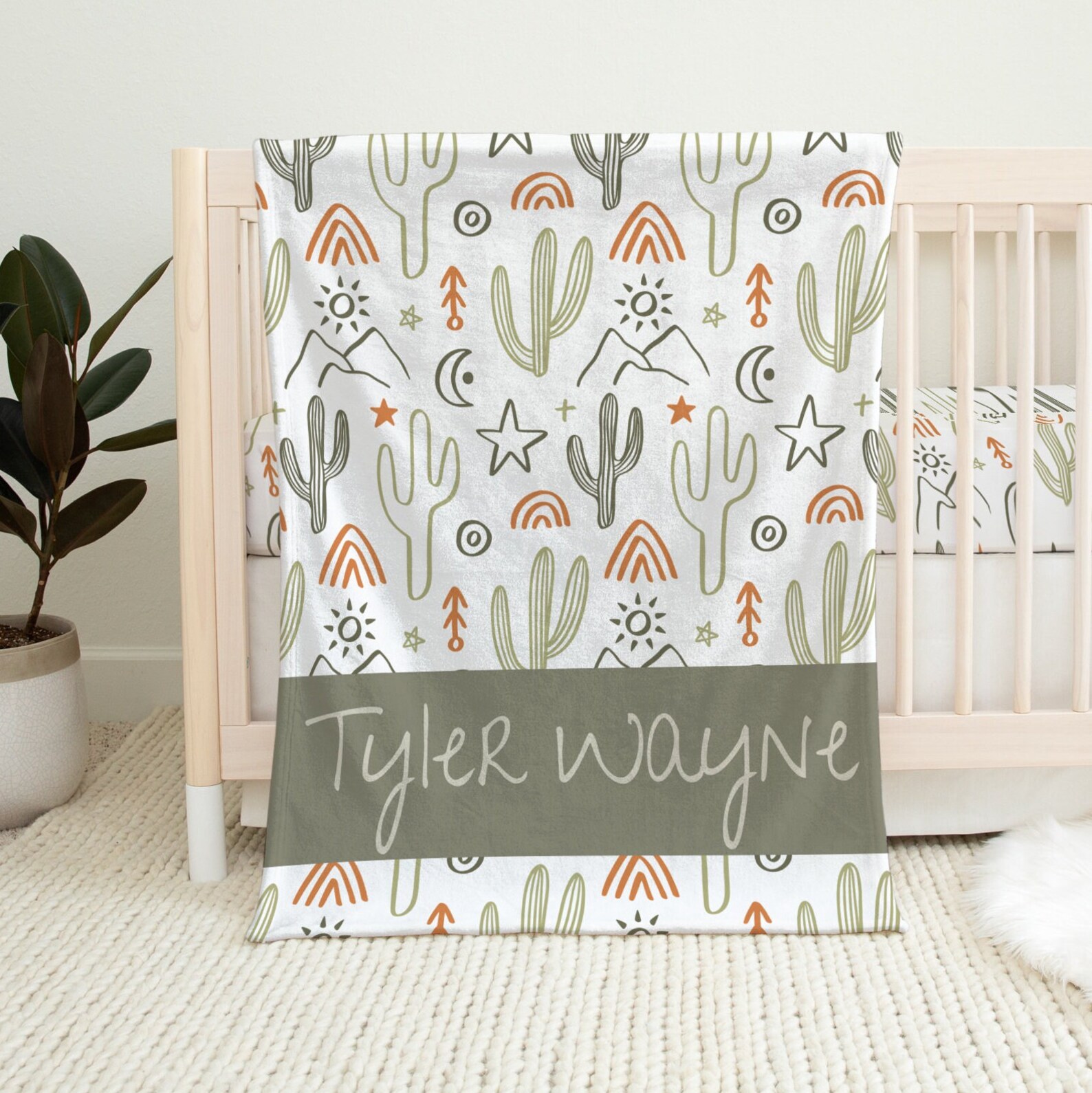 Cactus Nursery Bedding Sets, Desert Cactus Crib Sheets, Baby Boy Shower ...
