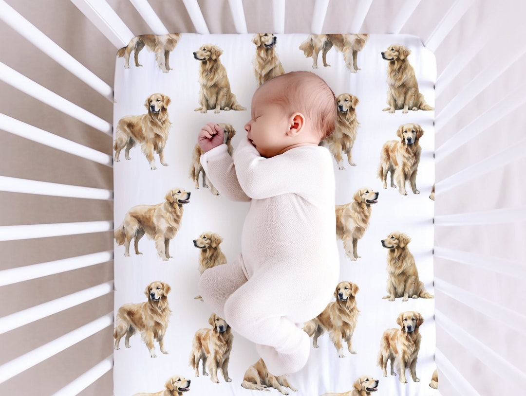 Golden Retriever Baby Crib Sheet, Gender Neutral Crib Bedding, Dog ...