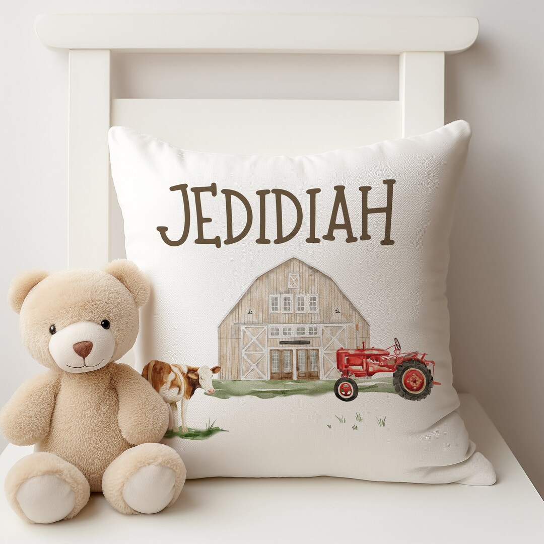 Personalized Tractor Nursery Pillow, Custom Toddler Pillow ...