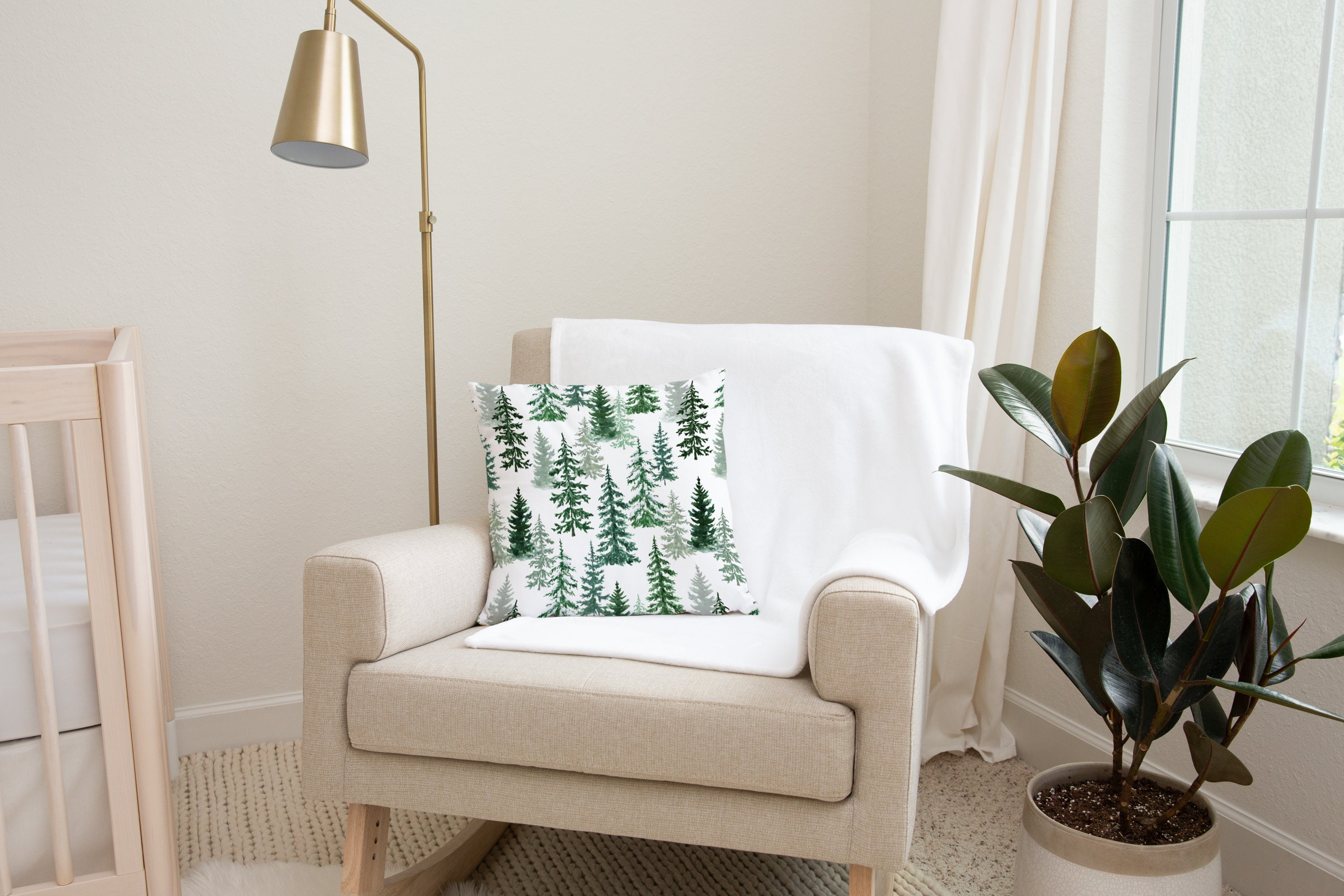 Woodland Nursery Pillow, Woodland Baby Gift, Pine Tree Pillow, Forest ...