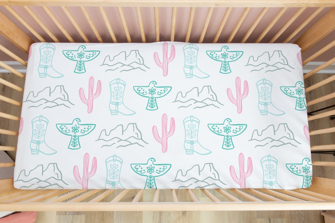 Cowgirl Crib Sheet, Cactus Crib Bedding, Desert Themed Nursery ...