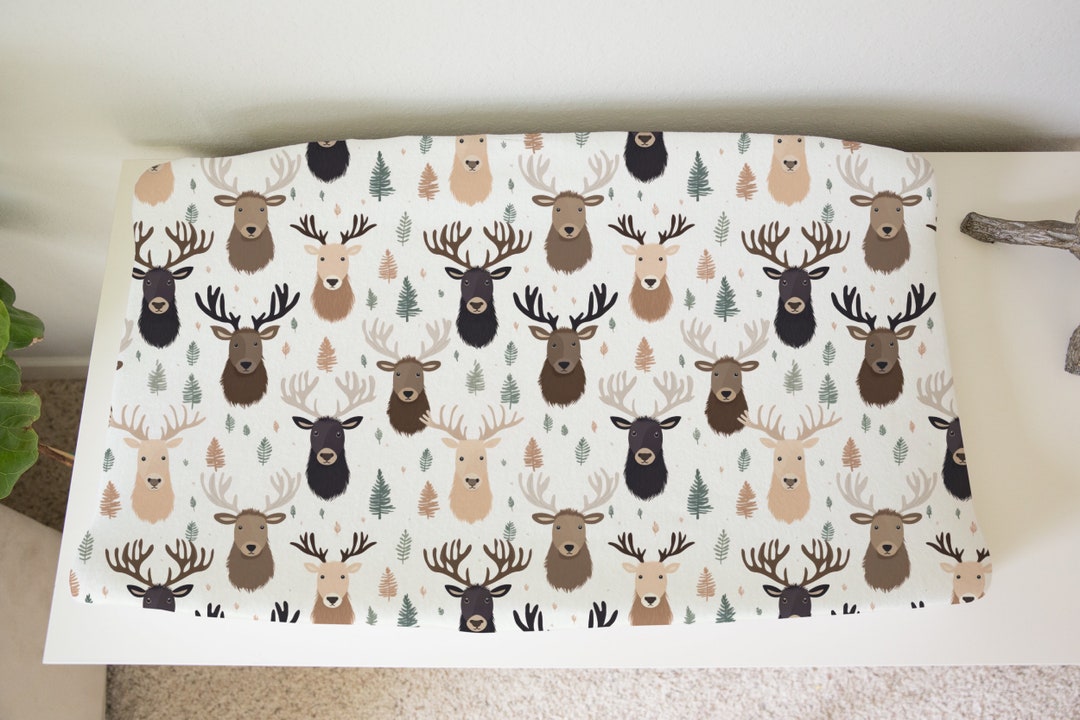 Baby Boydiaper Changing Pad Cover With Moose, Cute Forest Moose Crib ...