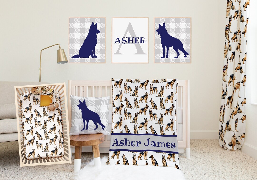 Boy Nursery Bedding, German Shepherd Crib Sheet, Baby Boy Shower Gift ...
