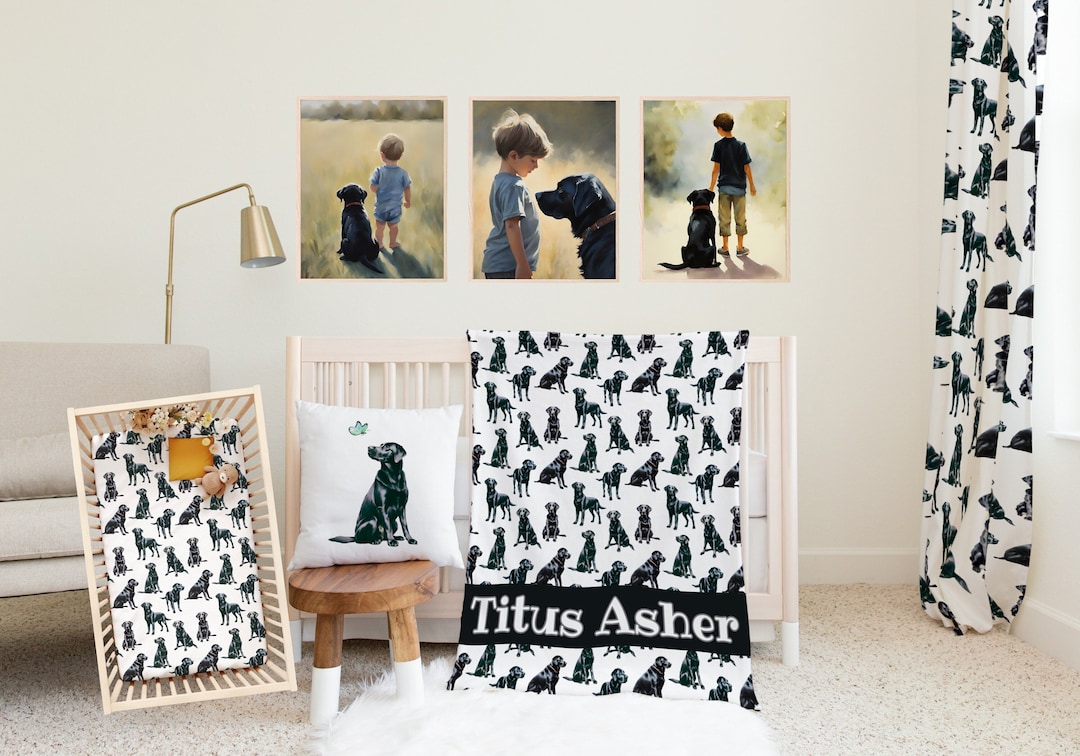 Boy Nursery Bedding Set, Black Labrador Crib Sheet, Baby Boy Shower ...