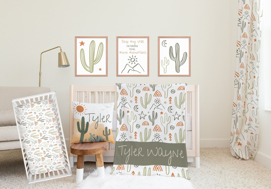 Cactus Nursery Bedding Sets, Desert Cactus Crib Sheets, Baby Boy Shower ...