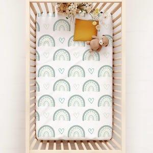 Boho Rainbow Nursery Bedding Set, Rainbow Crib Sheet, Baby Girl Shower ...