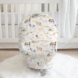 Baby Fitted Crib Sheet With Wild Horses, Western Baby Bedding, Cowboy ...