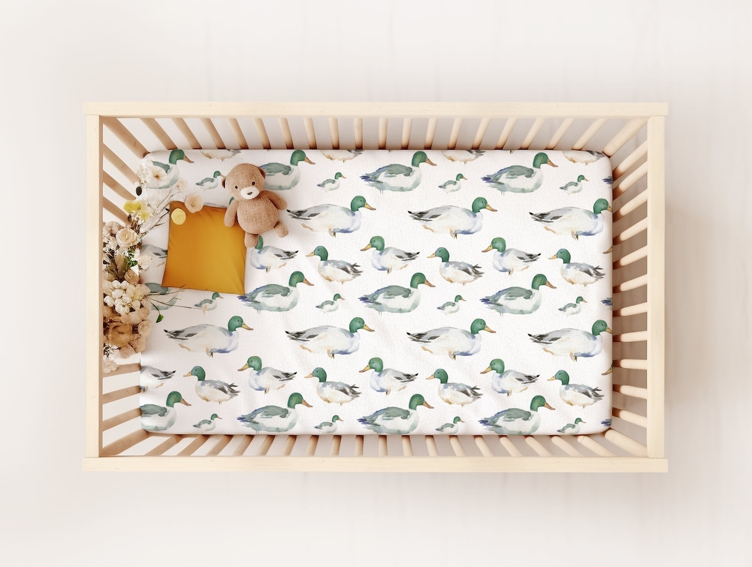 Mallard Duck Fitted Crib Sheet, Duck Hunter Themed Boy Nursery, Mallard ...