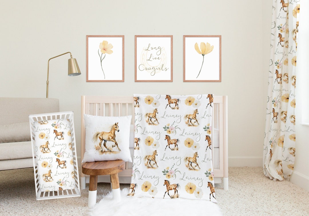 Horse Crib Bedding for Girl, Horse Nursery, Western Crib Bedding Set ...