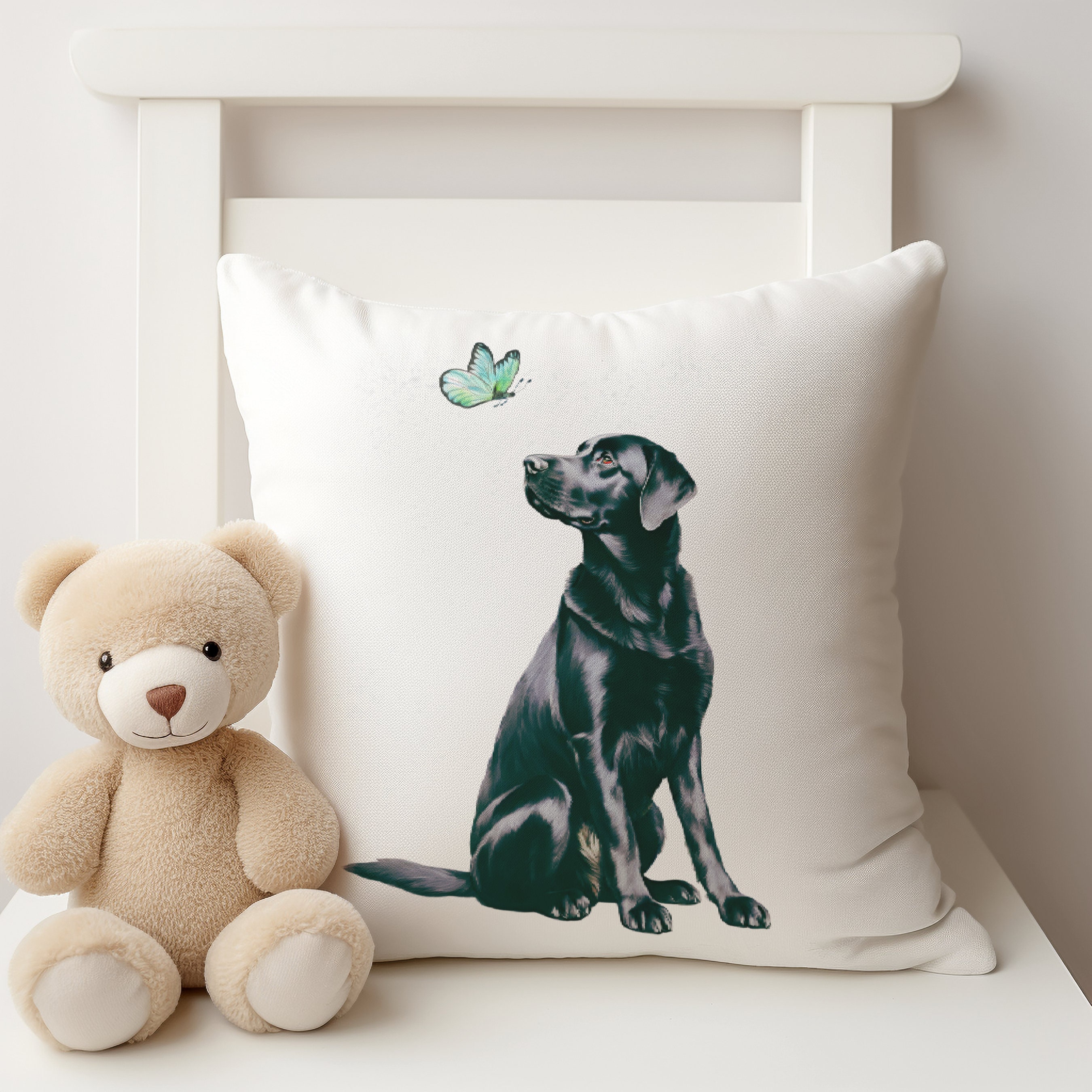Black Lab Throw Pillow, Black Labrador Crib Bedding, Lab Dog Nursery ...