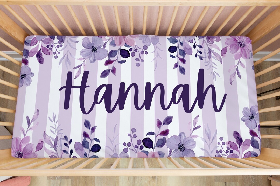Customized Purple Crib Sheets, Delicate Nursery Decor, Feminine Nursery ...