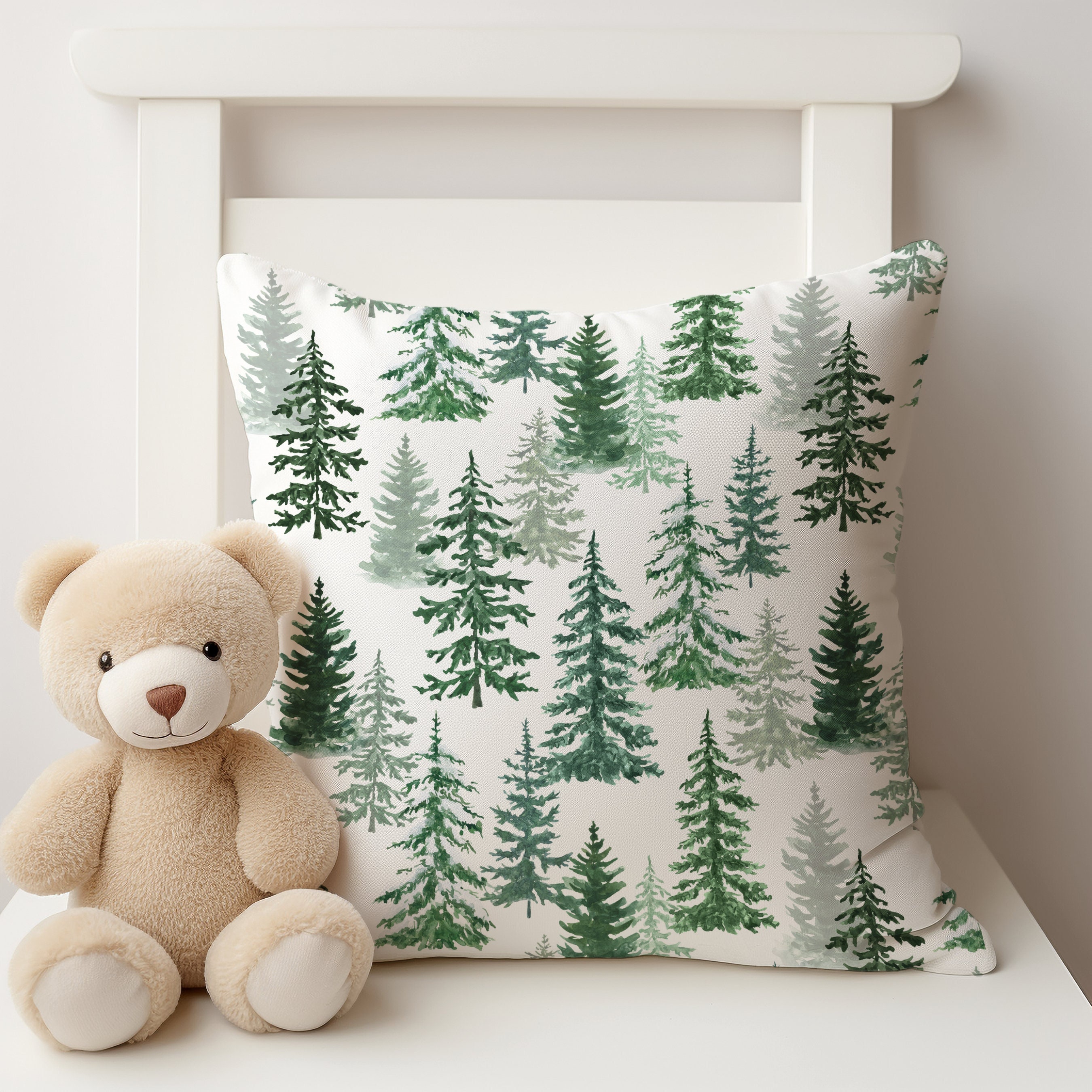 Woodland Nursery Pillow, Woodland Baby Gift, Pine Tree Pillow, Forest ...