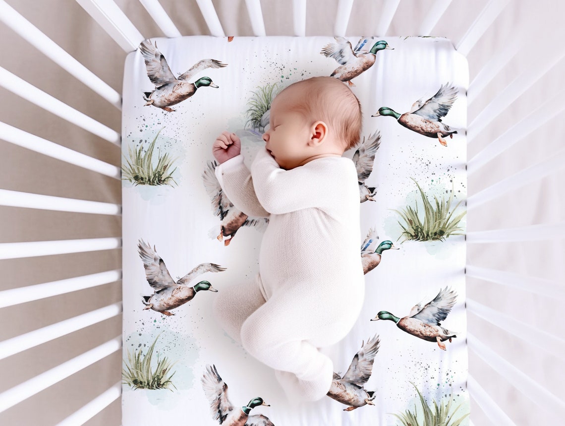 Mallard Duck Crib Sheet, Duck Hunting Crib Sheet, Baby Boy Nursery ...