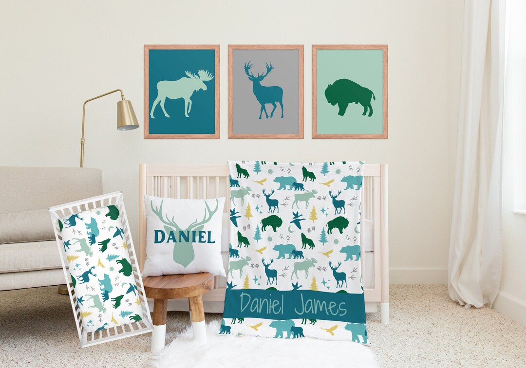 Moose Crib Bedding Sets, Gifts for Boy Shower, Mule Deer Nursery Decor ...