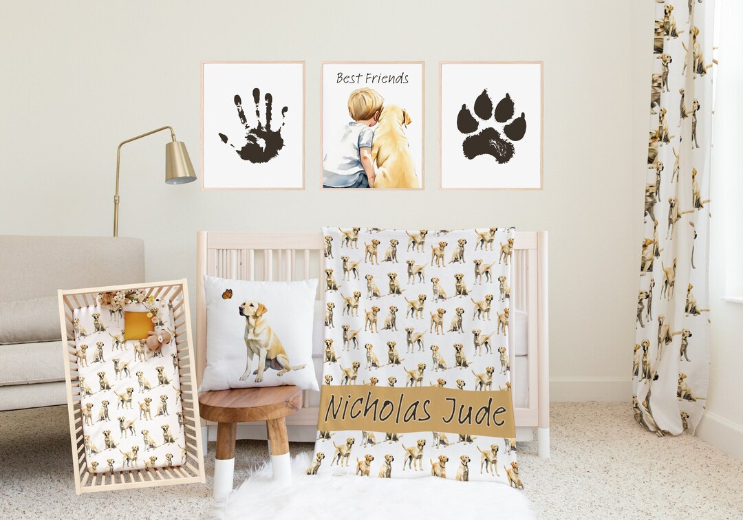 Baby Nursery Bedding Set, Yellow Labrador Crib Sheet, Gender Neutral ...