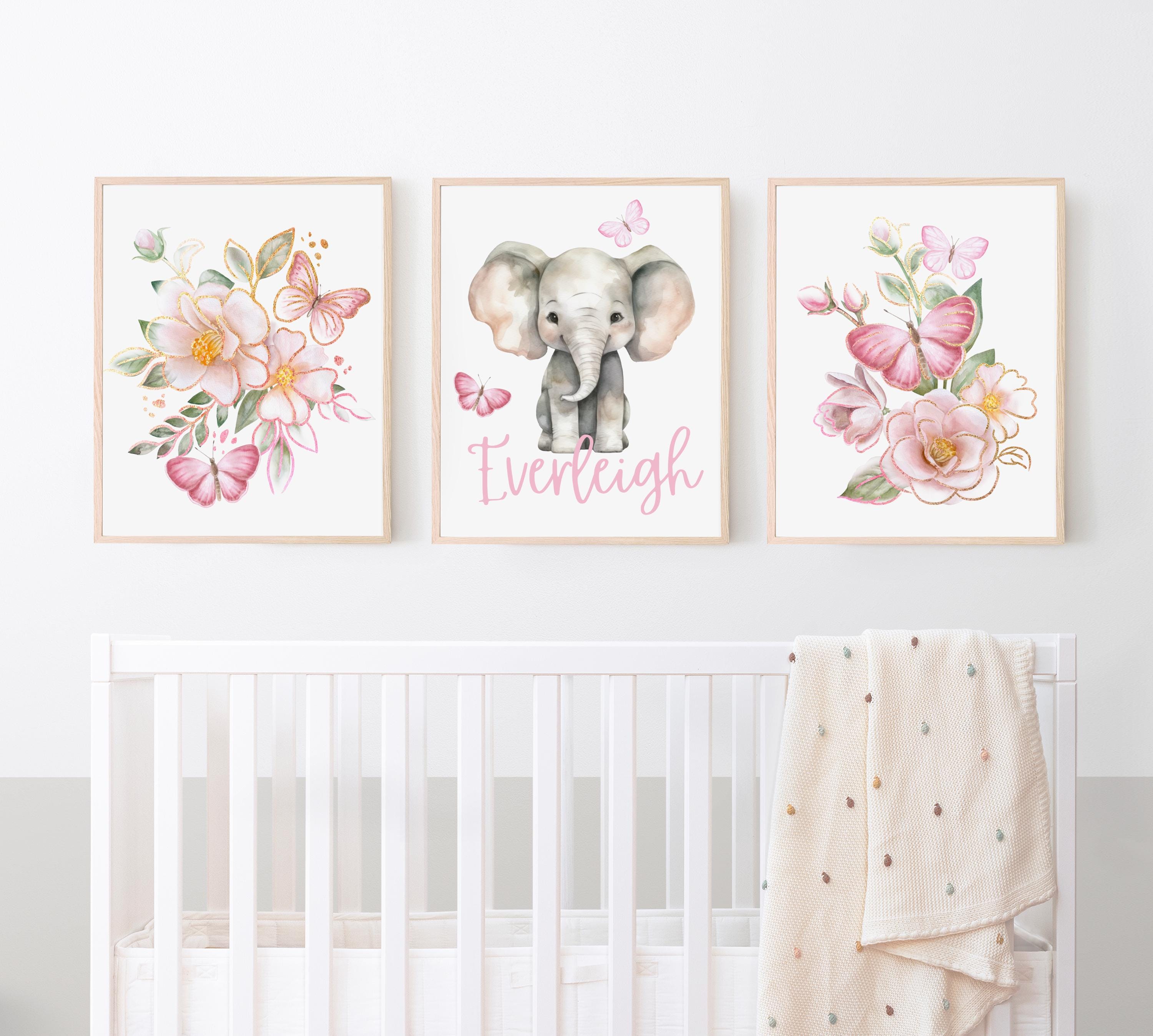 Pink Elephant Crib Bedding Set, Elephant Crib Sheet, Baby Shower Gift ...