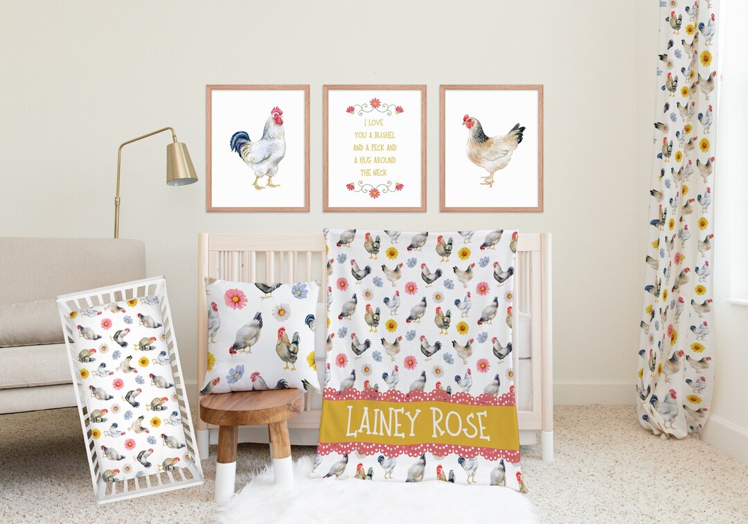 Chicken Nursery Bedding, Girl Farm Nursery Set, Farm Crib Sheet ...