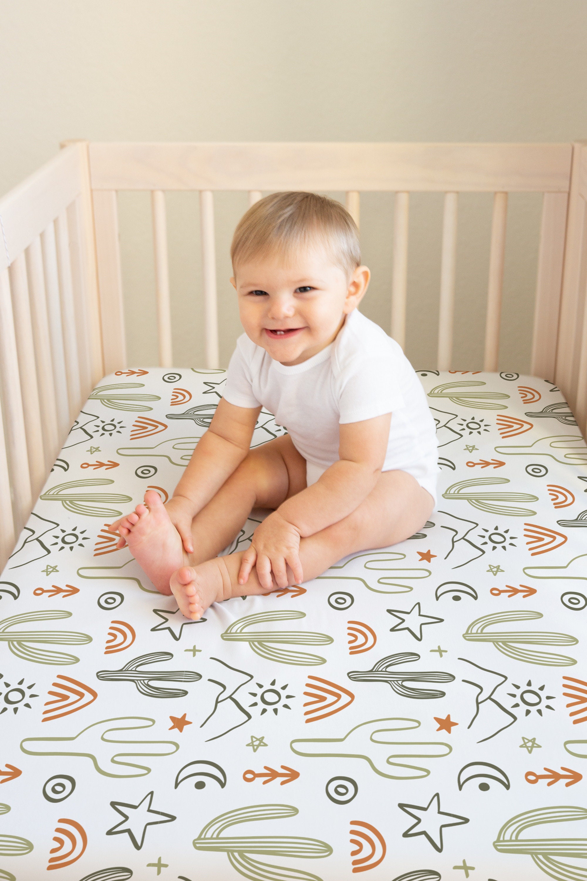 Cowboy Nursery, Cactus Nursery, Western Crib Bedding, Cactus Crib Sheet ...