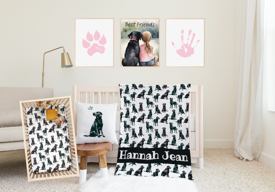 Girl Nursery Bedding Set, Black Labrador Crib Sheet, Baby Girl Shower ...