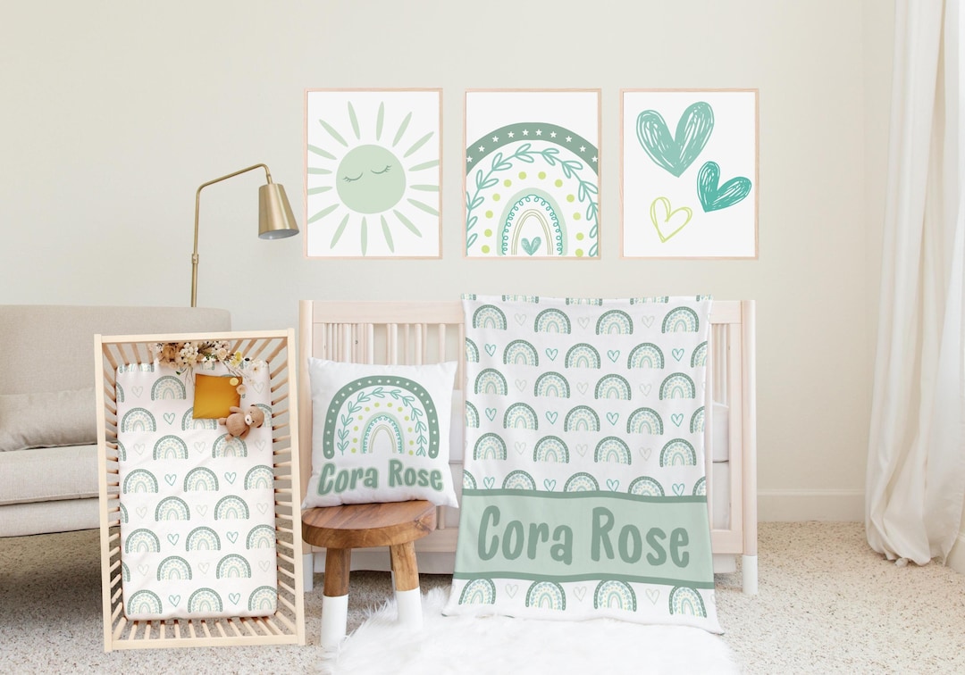 Boho Rainbow Nursery Bedding Set, Rainbow Crib Sheet, Baby Girl Shower ...