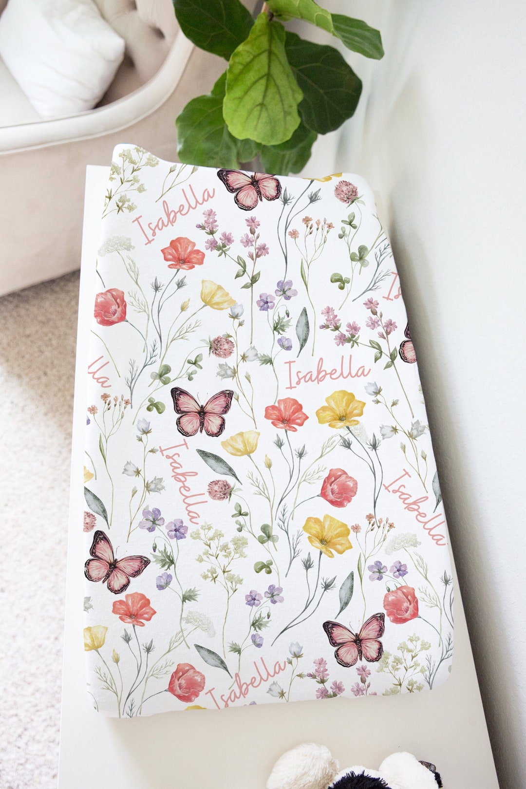 Vintage Floral Nursery, Changing Pad Cover, Wildflower Nursery Bedding ...