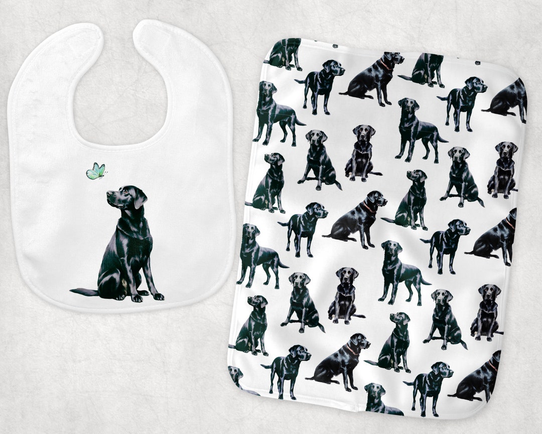 Burp Cloth With Puppy Dogs, Baby Bib With Black Labrador, Gender ...