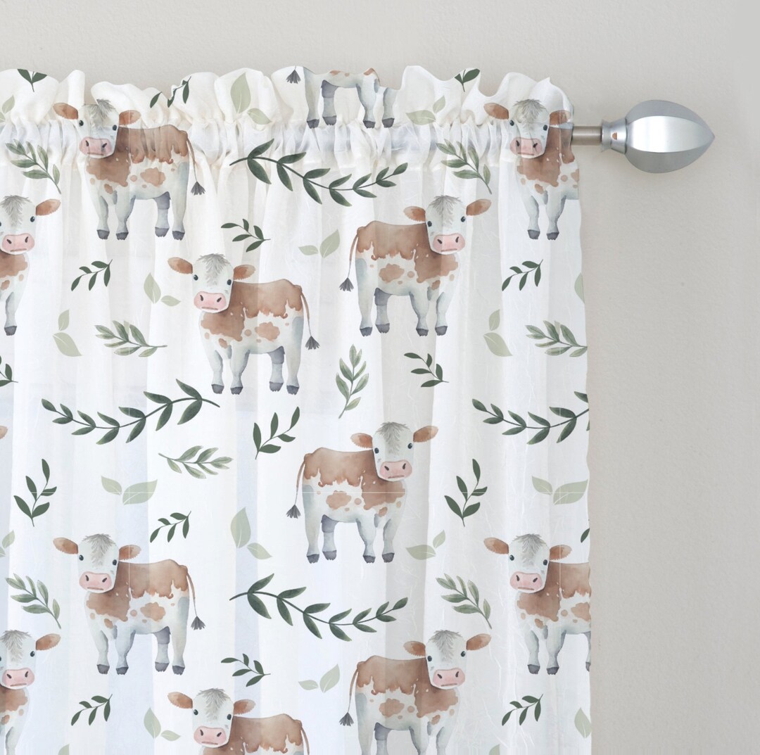 Gender Neutral Sheer Curtain Panel, Farm Themed Nursery Decor, Black ...