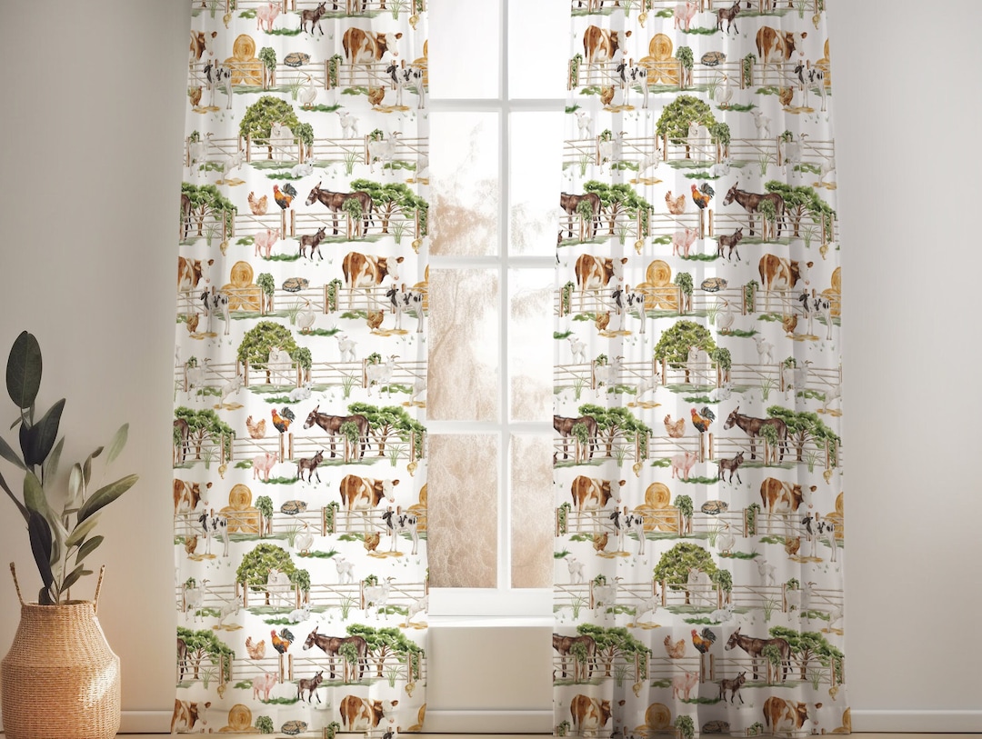 Curtains With Farm Animals, Farm Themed Kids Bedroom, Farm Black Out ...