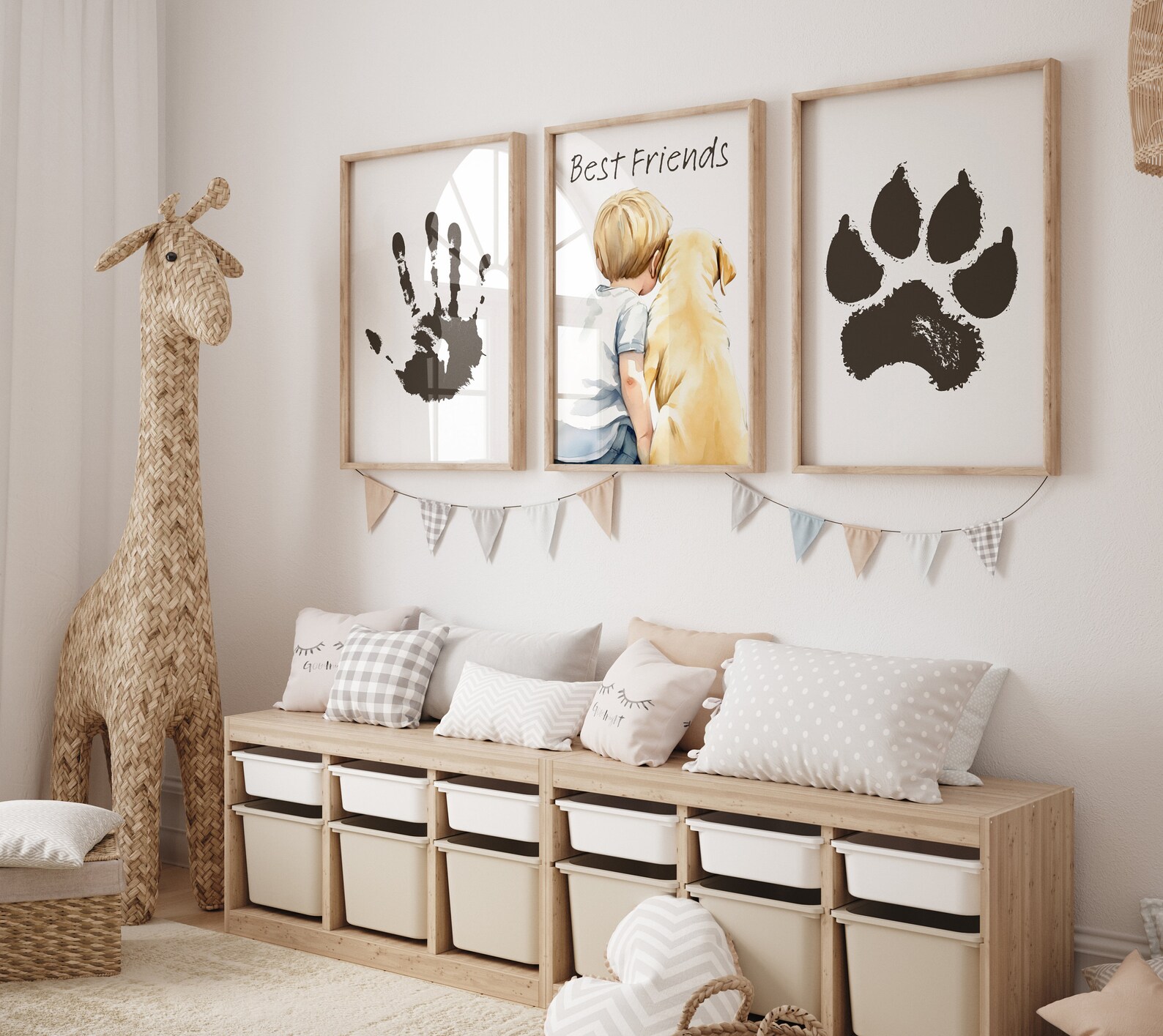 Yellow Labrador Nursery Decor Little Boy With Dog Painting Above Crib