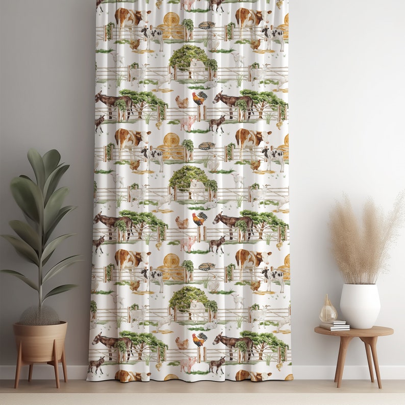 Curtains With Farm Animals, Farm Themed Kids Bedroom, Farm Black Out ...