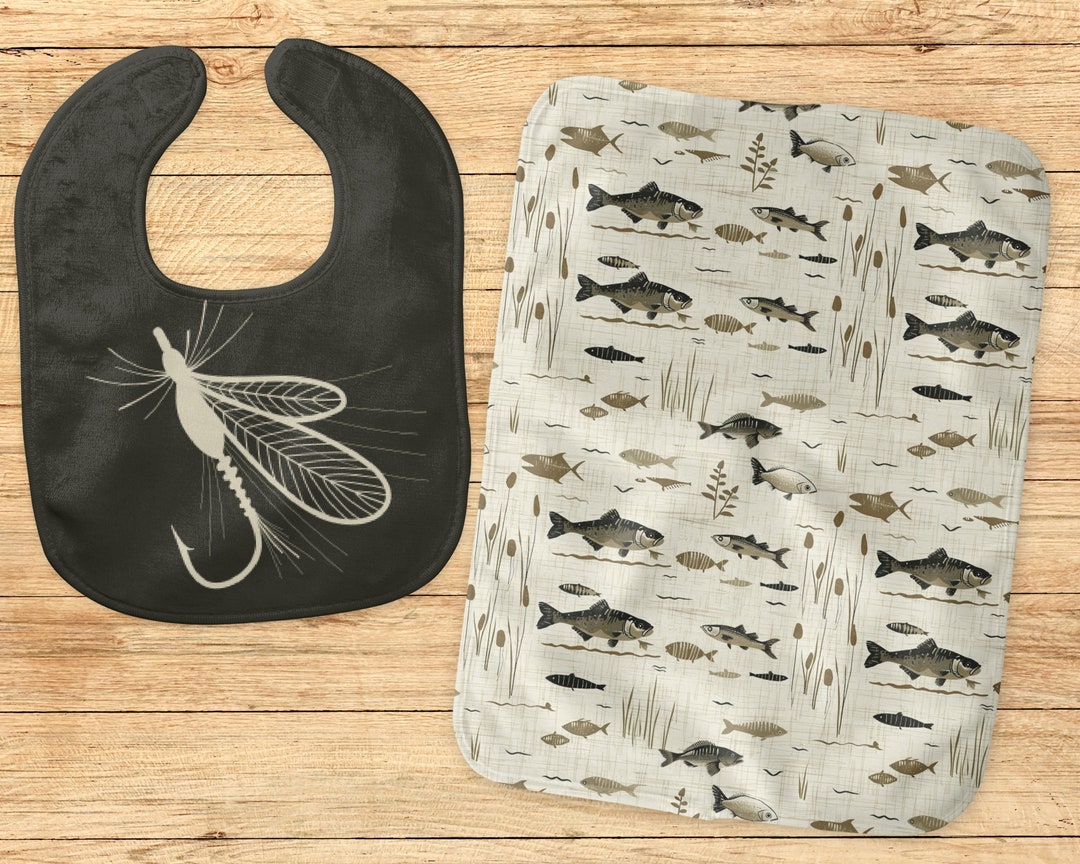Fishing Baby Burp Cloth, Fly Fishing Baby Gifts, Baby Boy Bib With Fish ...