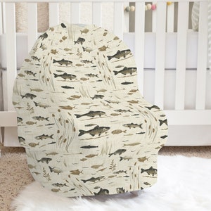 Fitted Crib Sheet With Fish, Lake Themed Nursery Bedding Set, Trout and ...