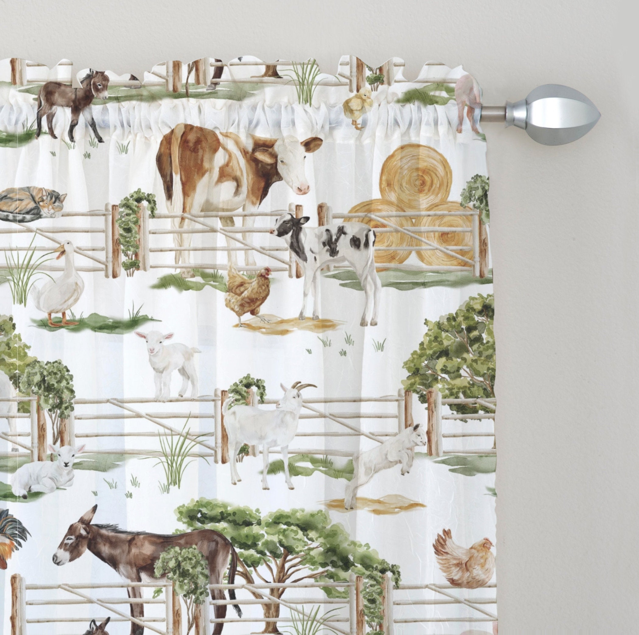 Curtains With Farm Animals, Farm Themed Kids Bedroom, Farm Black Out ...