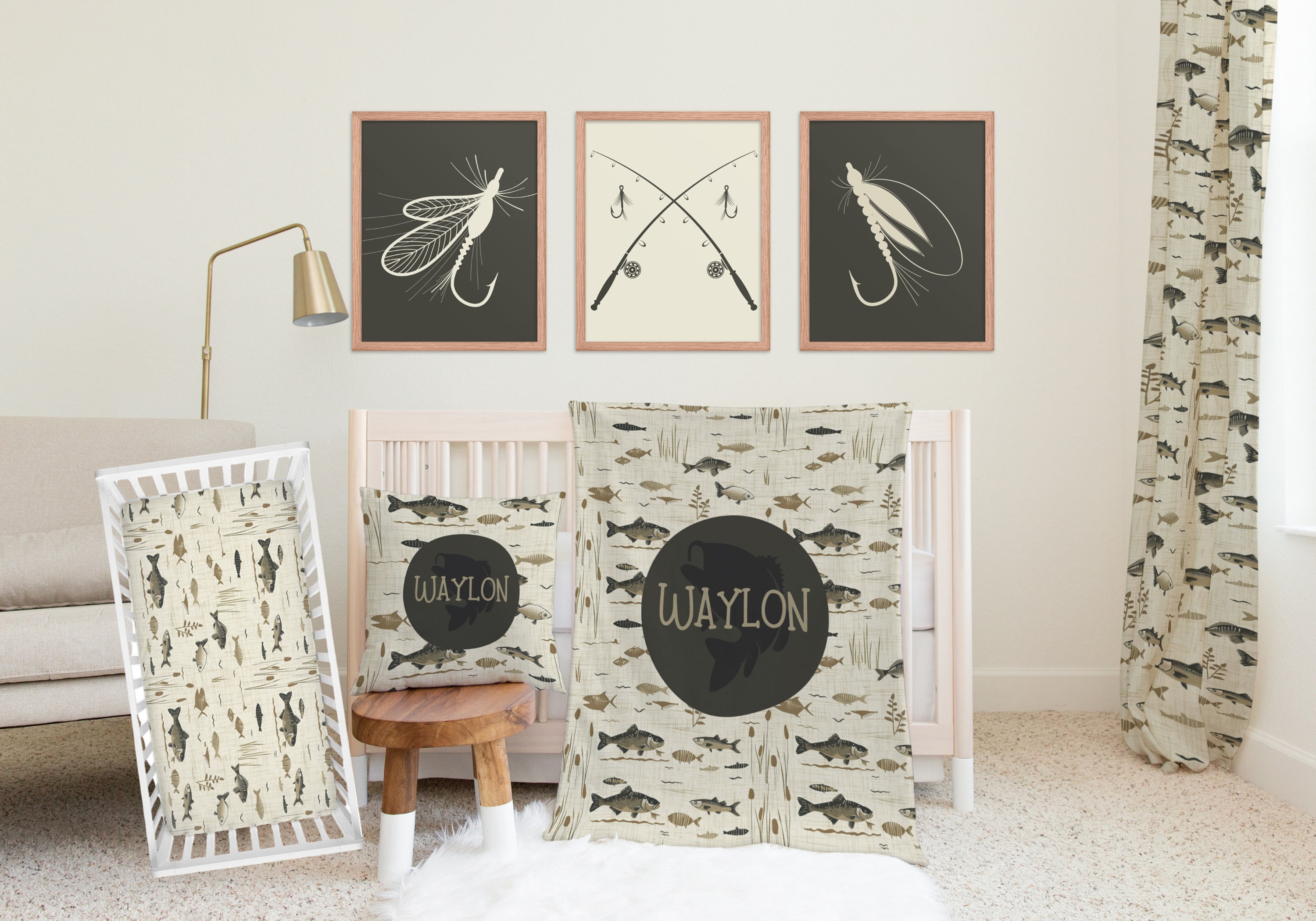 Fly Fishing Nursery Decor, Set of Three Prints, Boys Bedroom Wall Decor ...