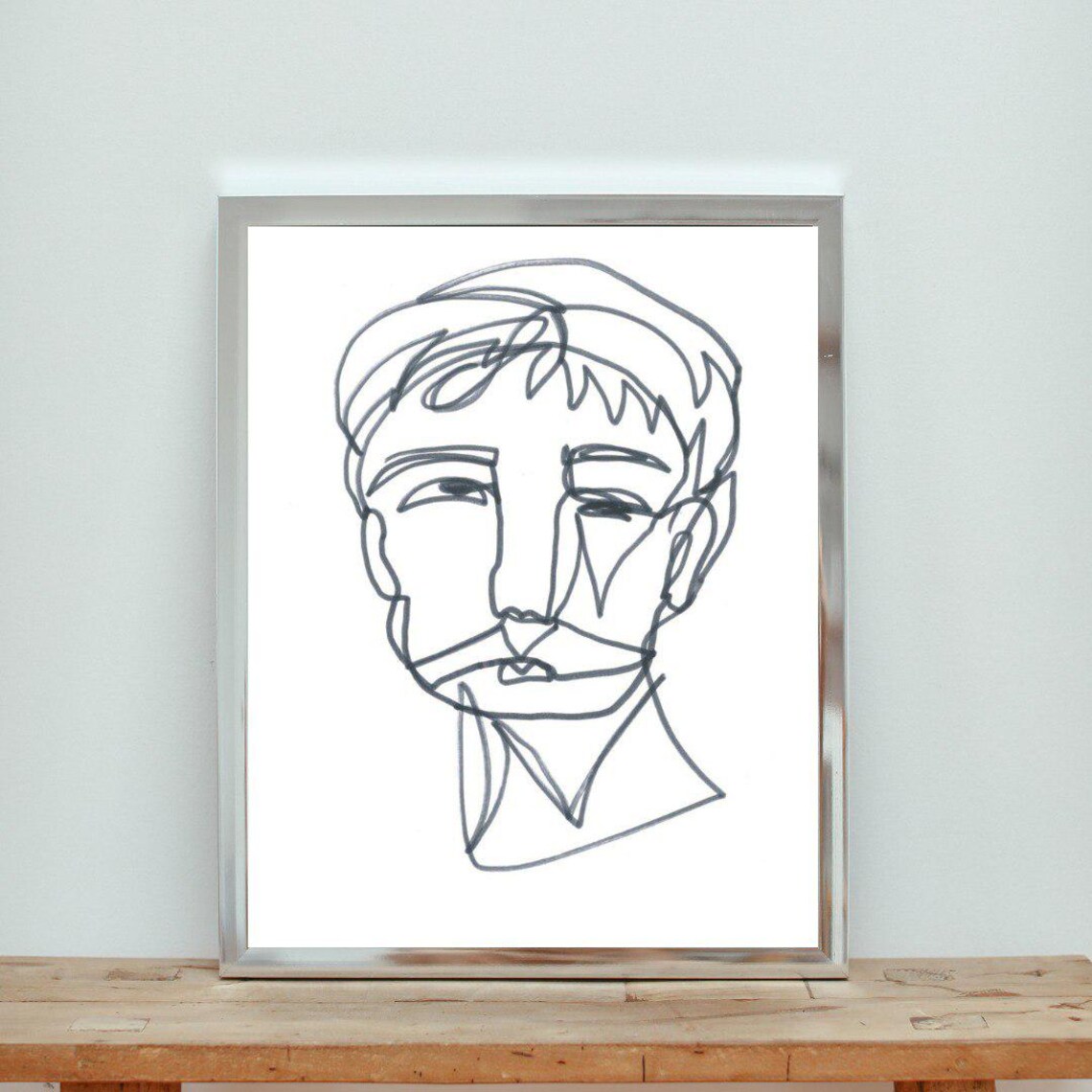 Line Art on the Wall, Sketch Man Face Art Print, Line Art, One Line ...