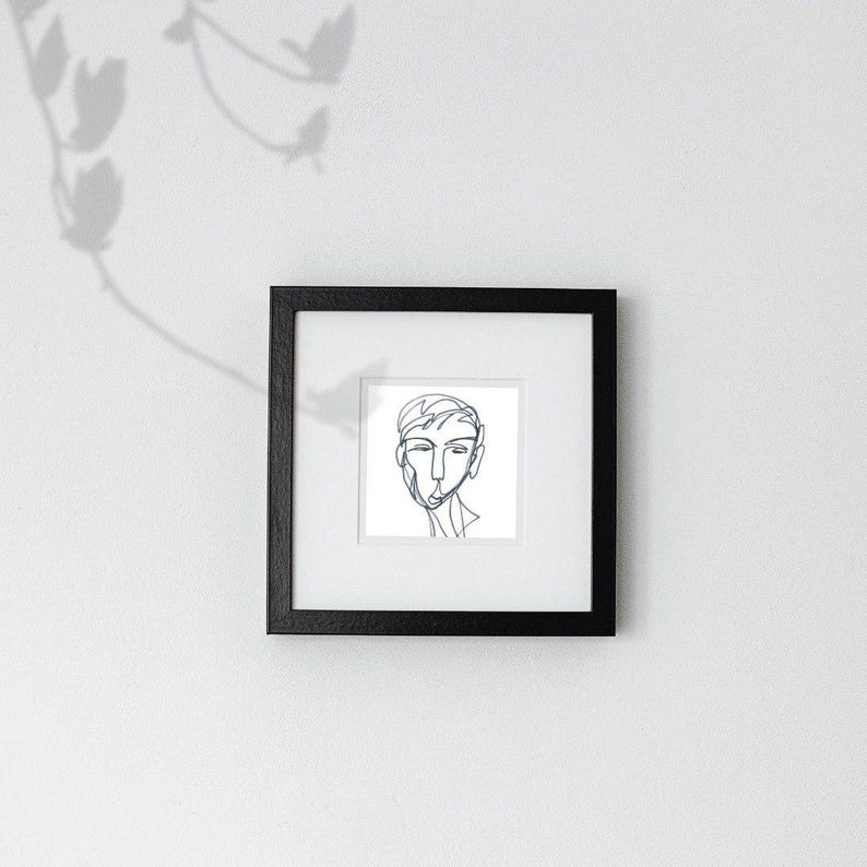 Line Art on the Wall, Sketch Man Face Art Print, Line Art, One Line ...